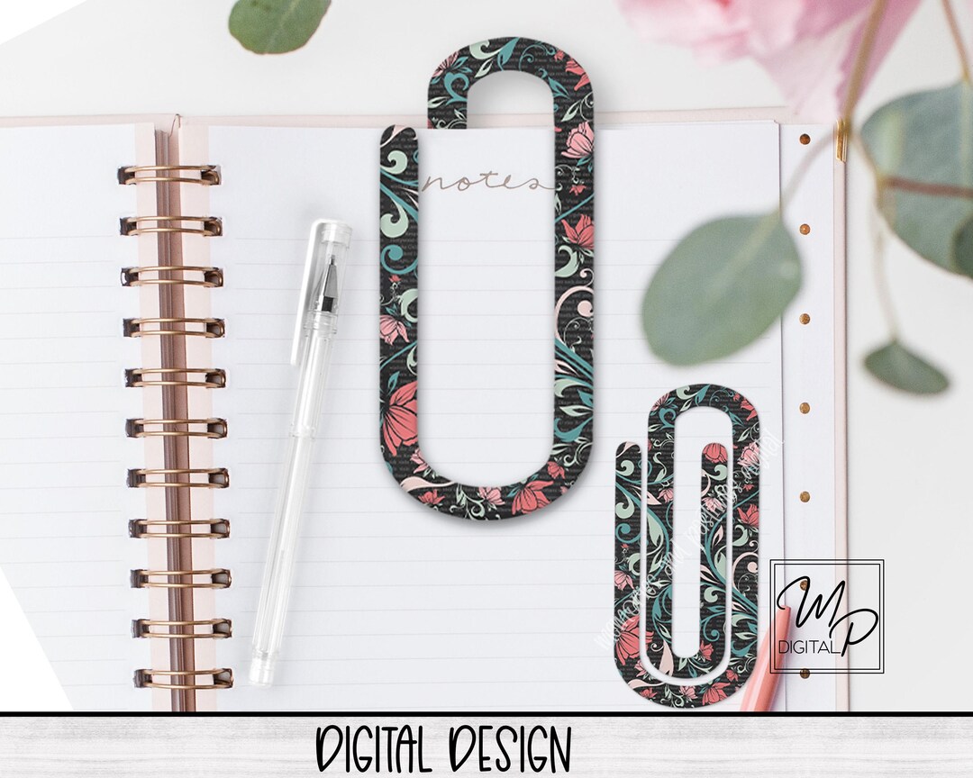 Floral Large Paper Clip Bookmark PNG Sublimation Design, Gift Idea ...