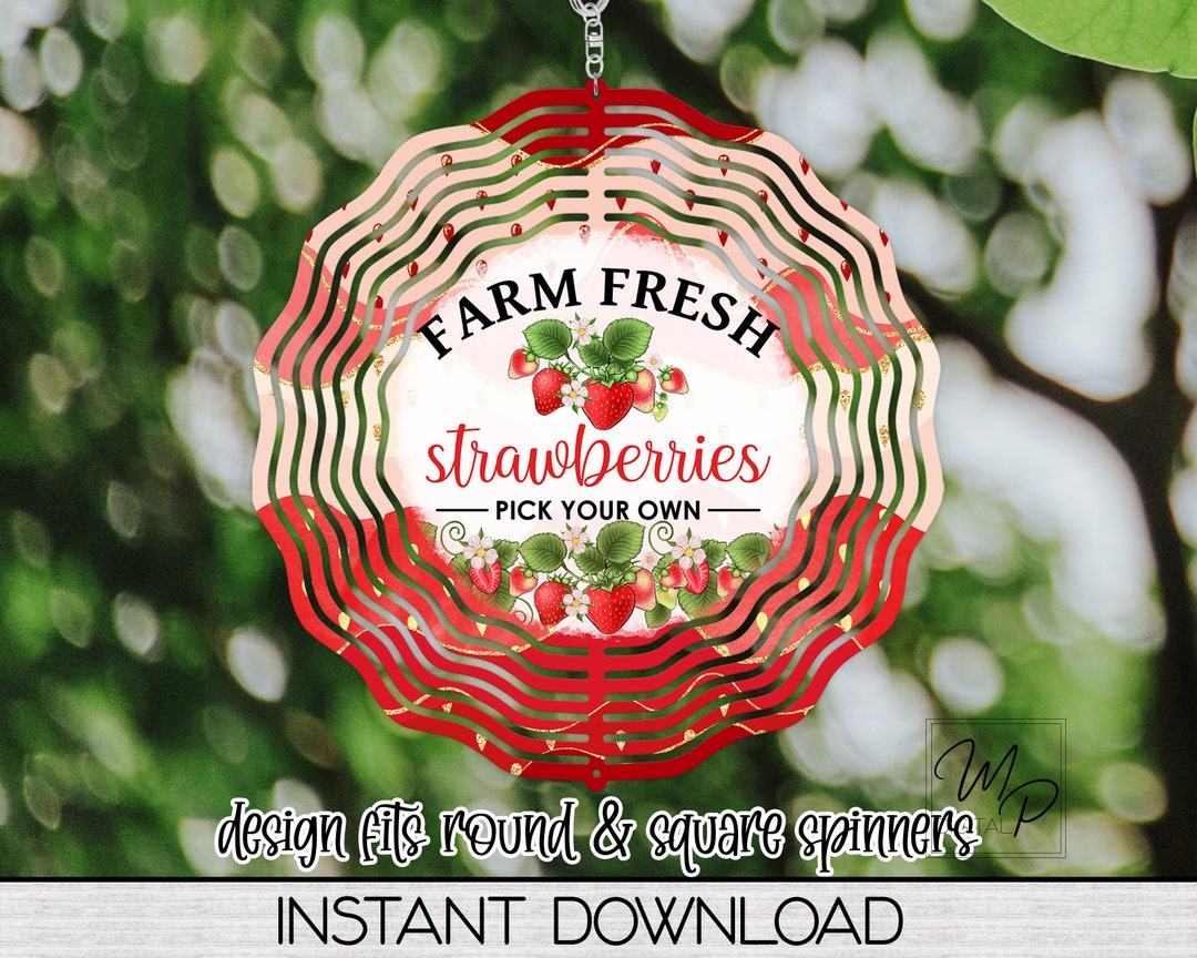 Strawberry Wind Spinner PNG Design for Sublimation, Garden Spinner ...