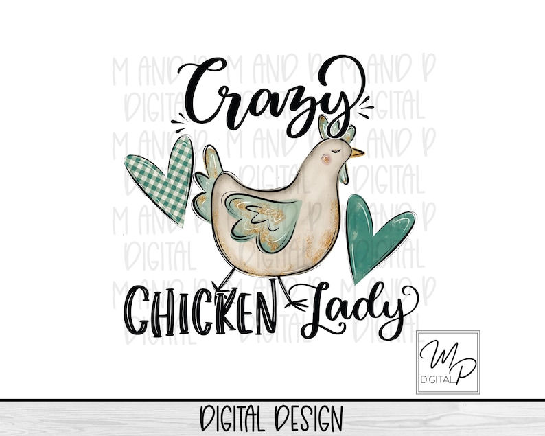 Crazy Chicken Lady PNG Digital Design for Sublimation of T Shirts ...