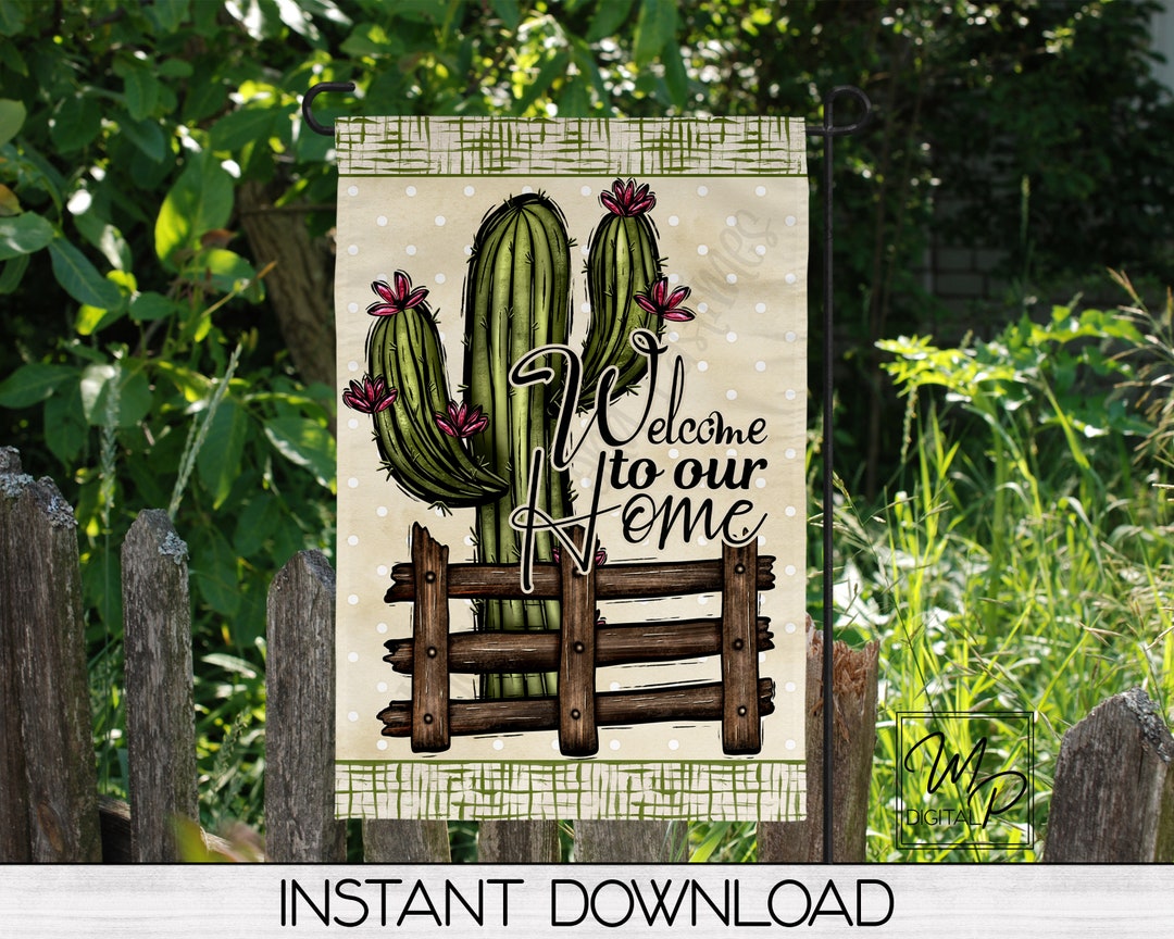 South Western Cactus Garden Flag Sublimation Digital Design Download ...