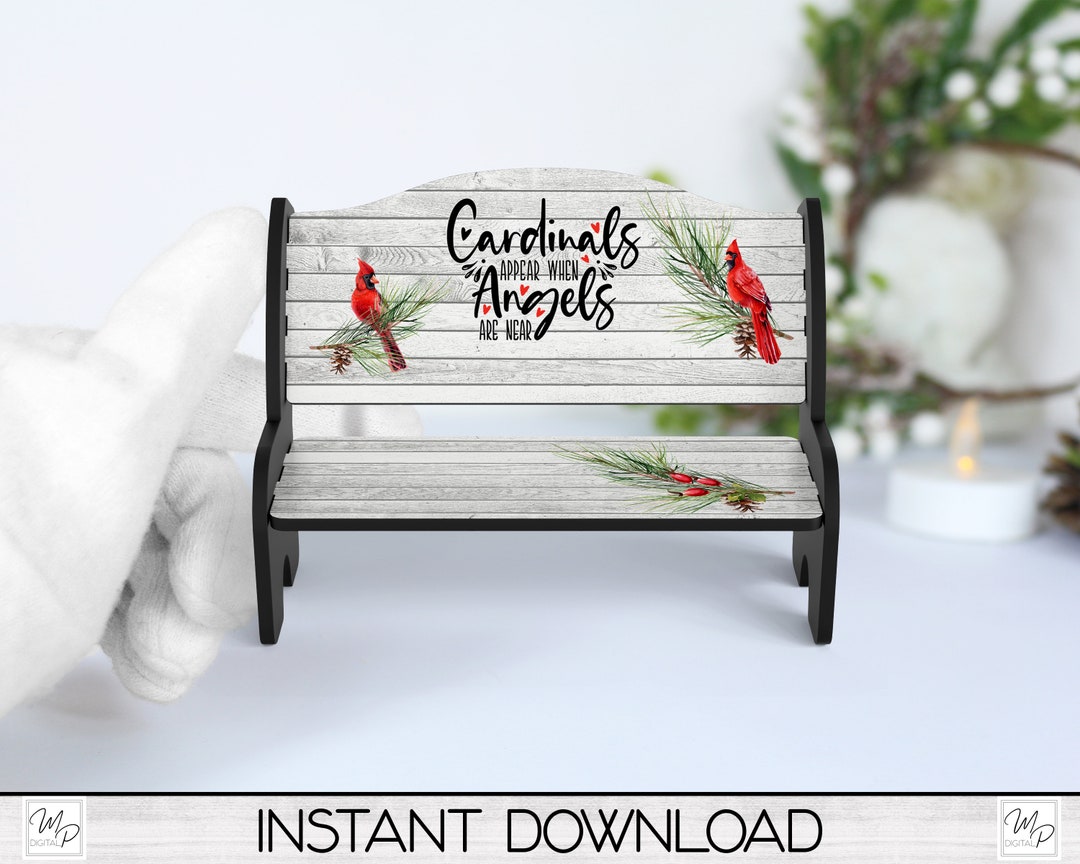 Memorial Cardinal Bench PNG for Sublimation, Sublimation Design for ...