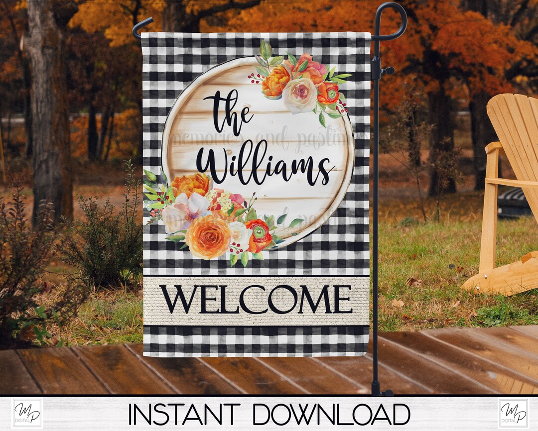 Farmhouse Fall Garden Flag: Buffalo Plaid Printable (digital Download ...