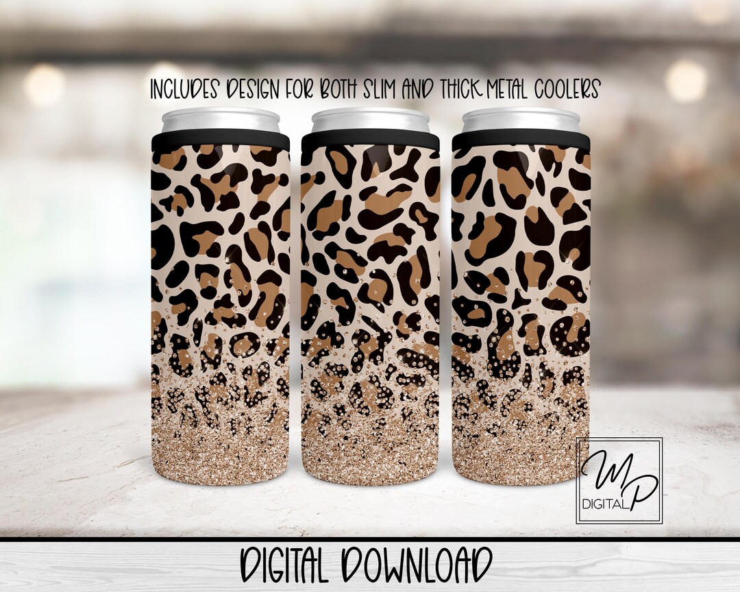 Leopard Print Design for Sublimation of Slim and Thick Metal Can ...