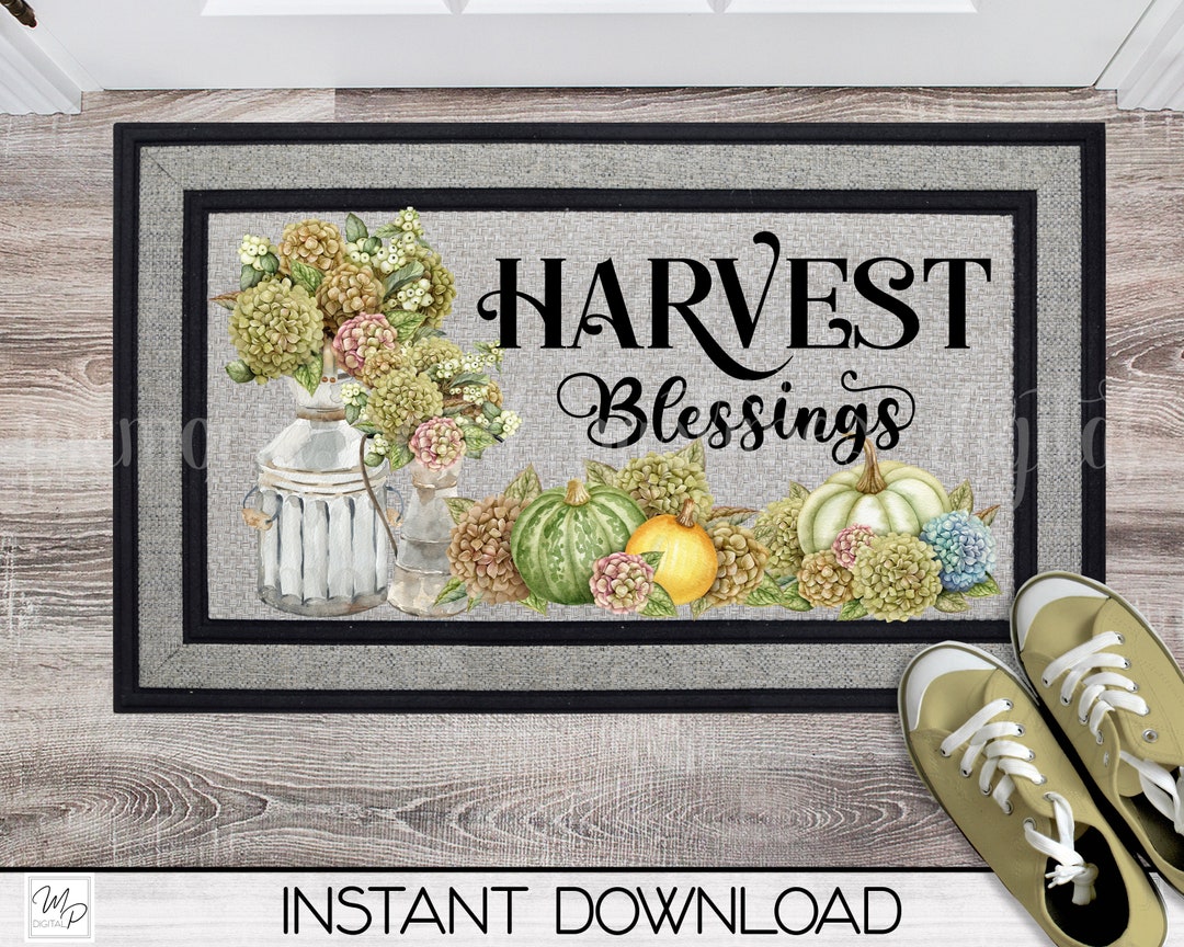Harvest Blessings Door Mat Sublimation Design Download, Front Door Rug ...
