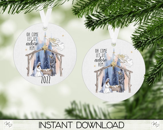 Round Christian Christmas Ornament PNG for Sublimation Round - Etsy