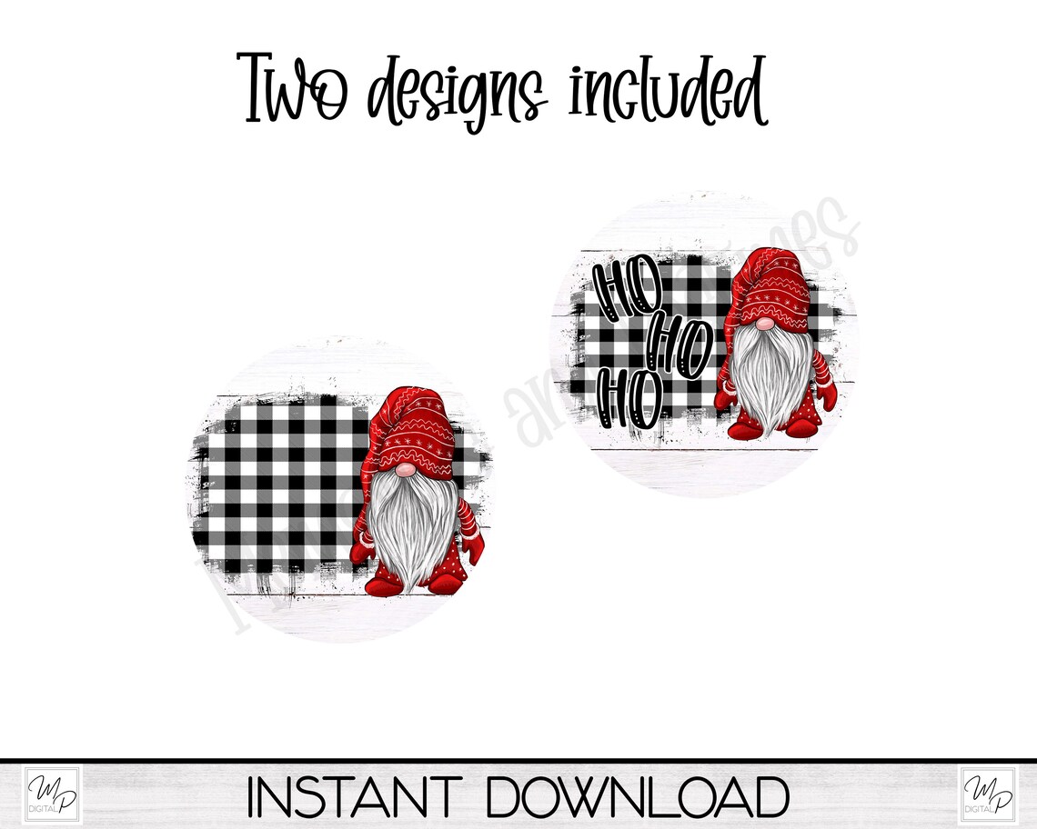 Round Gnome Christmas Ornament PNG for Sublimation, Round Farmhouse ...