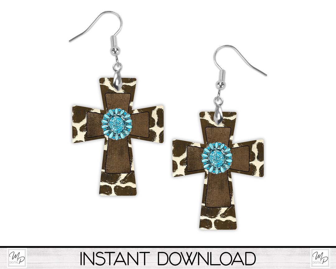 Western Cross Earring PNG File for Sublimation Design, Digital Download ...