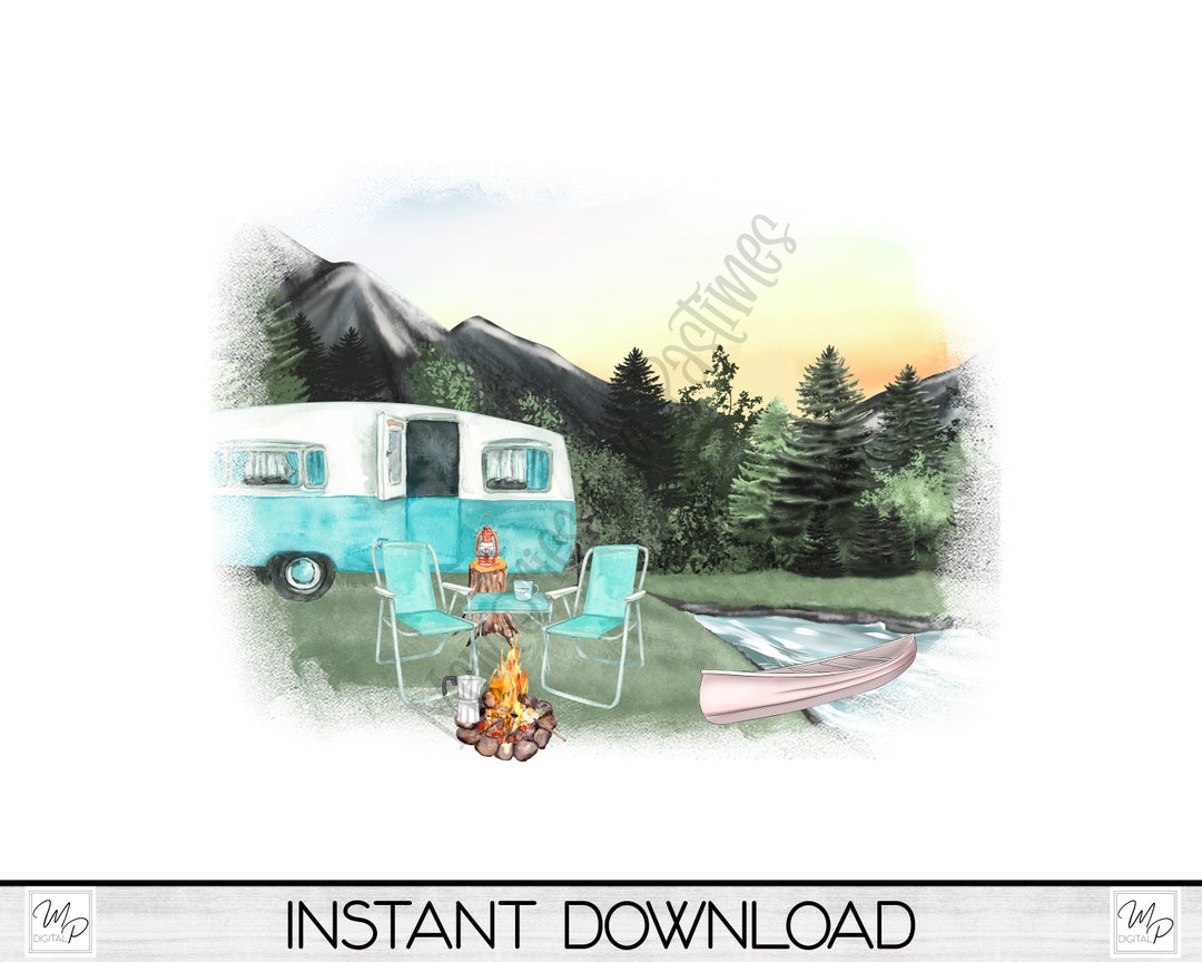 RV Camping Scene PNG, Sublimation Design (digital Download) - Etsy