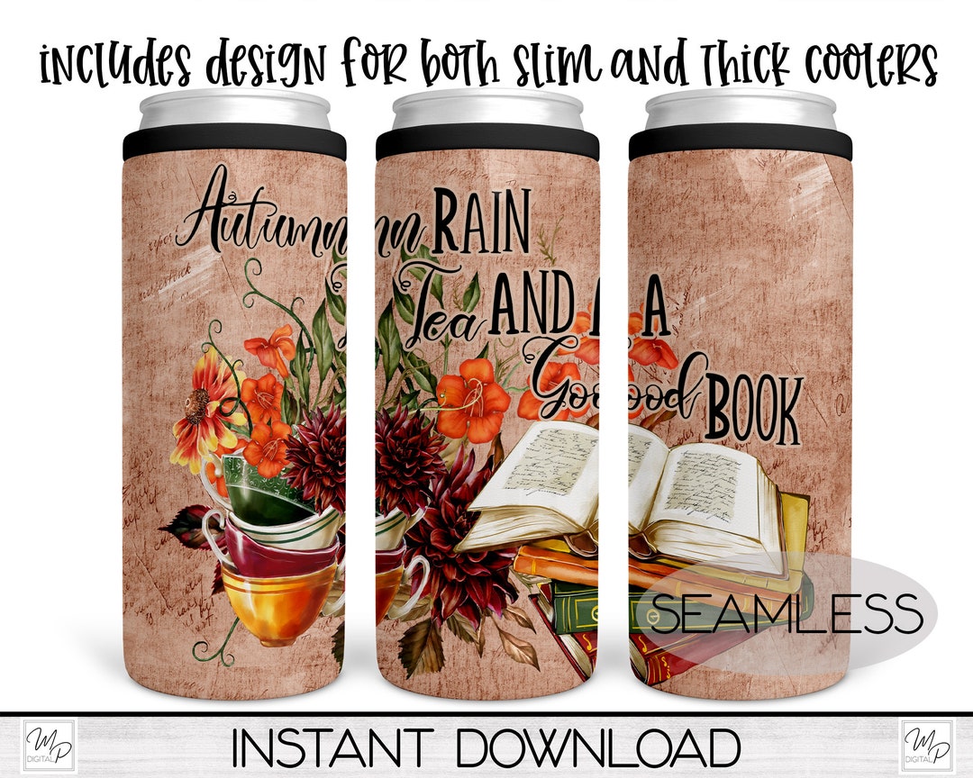 Fall Can Cooler PNG Sublimation Design Download for Slim & Thick Hard ...