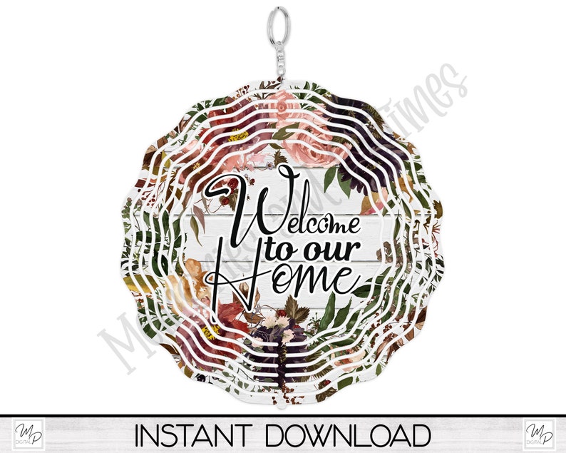 Floral Wreath Wind Spinner PNG Design for Sublimation Garden - Etsy