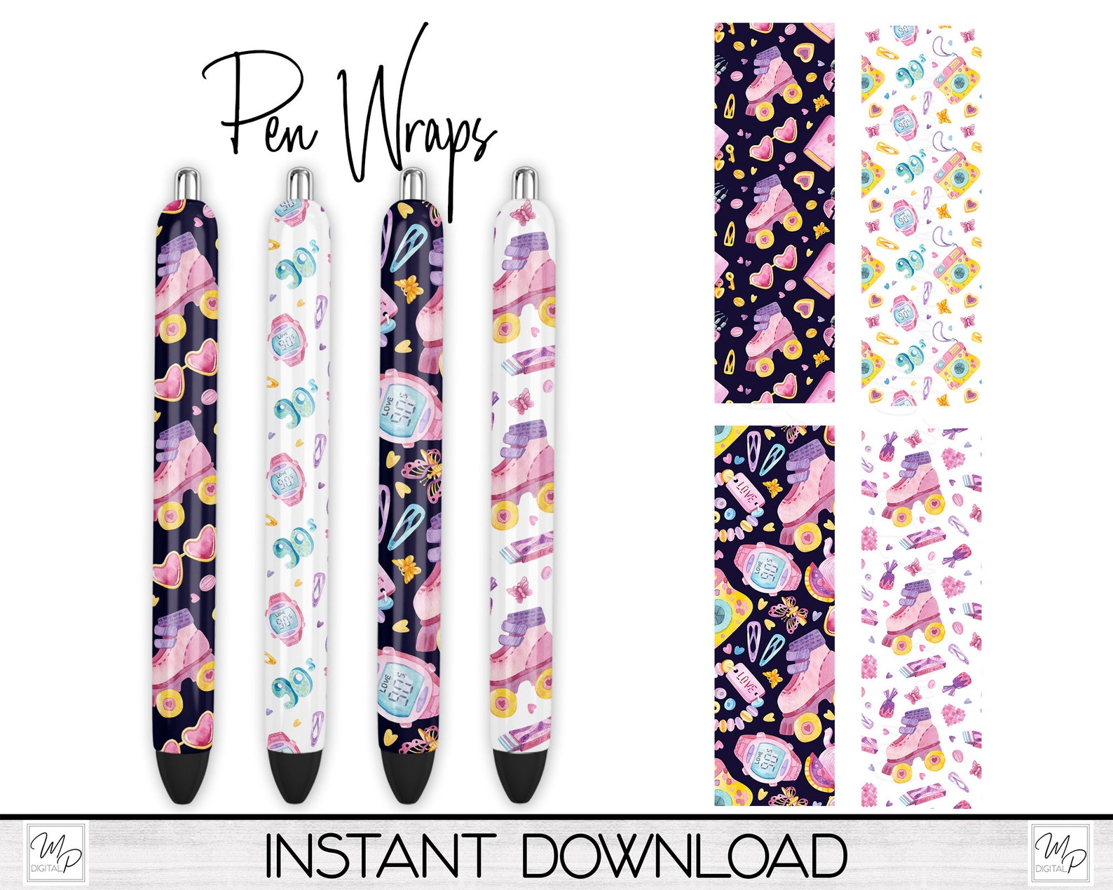 90s Epoxy Pen Wrap PNG Design Digital Download 1990 Ink Pen - Etsy