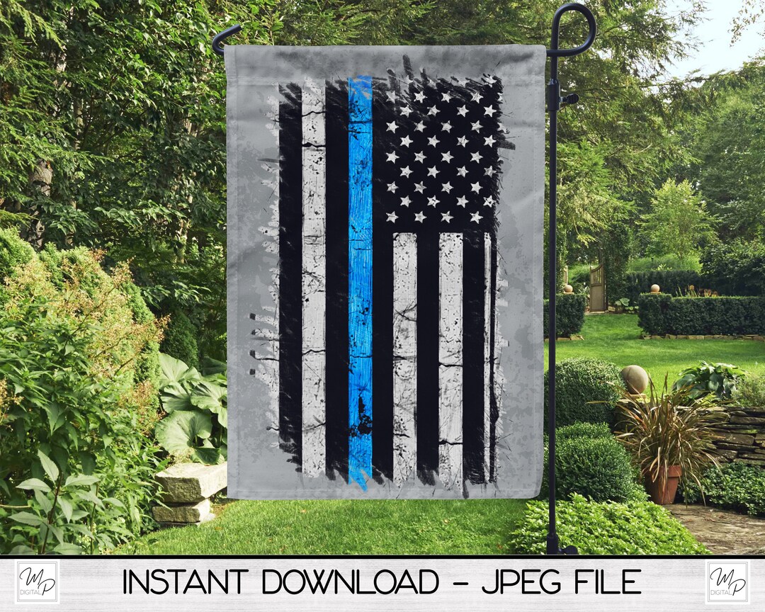 Police Thin Blue Line Garden Flag Sublimation Design, Patio Decor ...