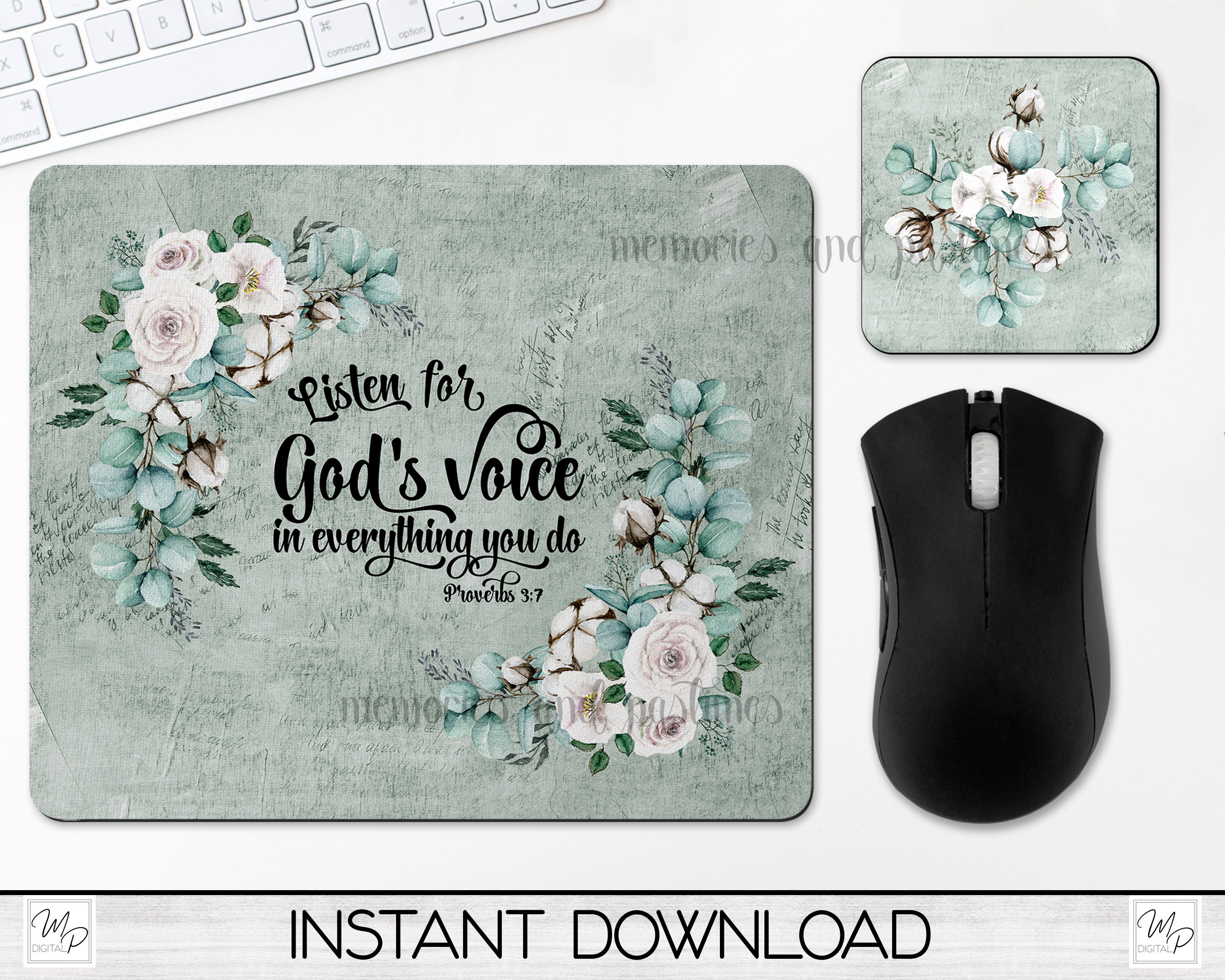 Christian Bible Verse Mouse Pad and Coaster Desk Set - Etsy