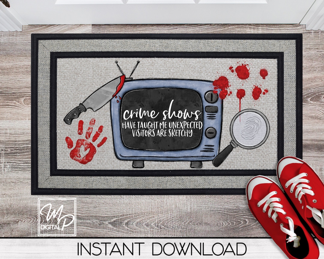True Crime Front Door Mat Sublimation Design Download, Rug PNG, Crime ...