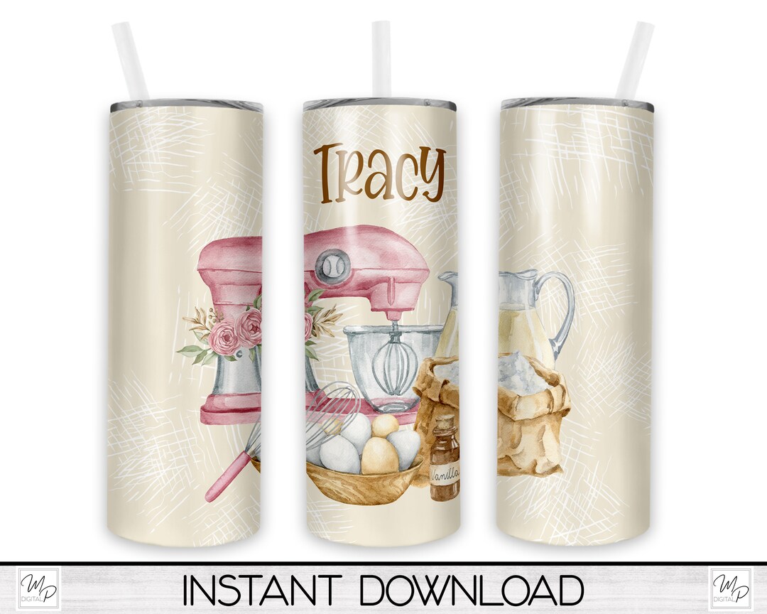 Baking 20oz Skinny Tumbler PNG Wrap, Baker / Cook Sublimation Digital ...