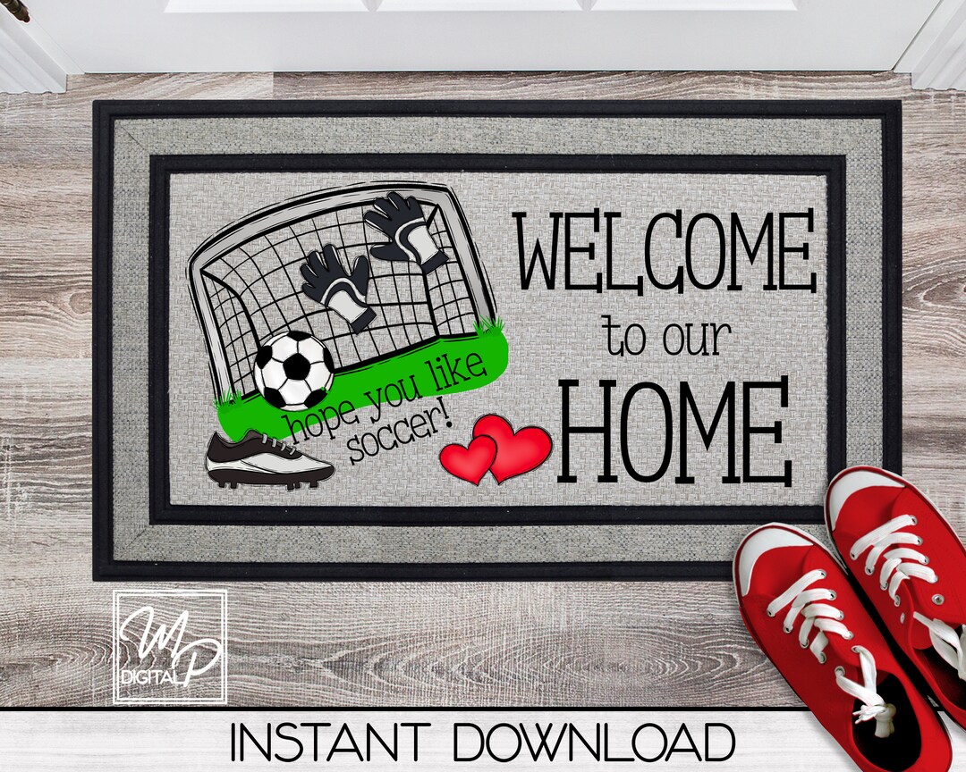 Soccer Welcome Front Door Mat Sublimation Design Download, Rug PNG ...