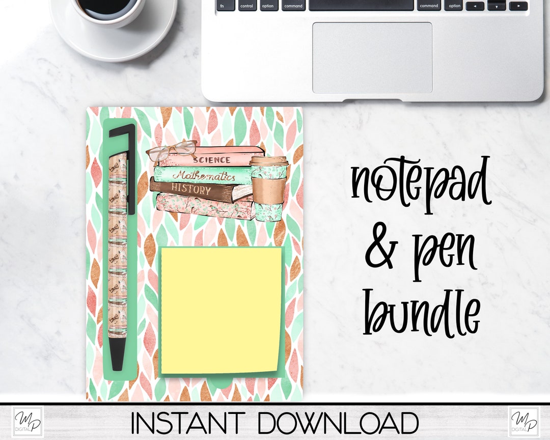Teacher Notepad Holder and Pen PNG Sublimation Design, Digital Download ...