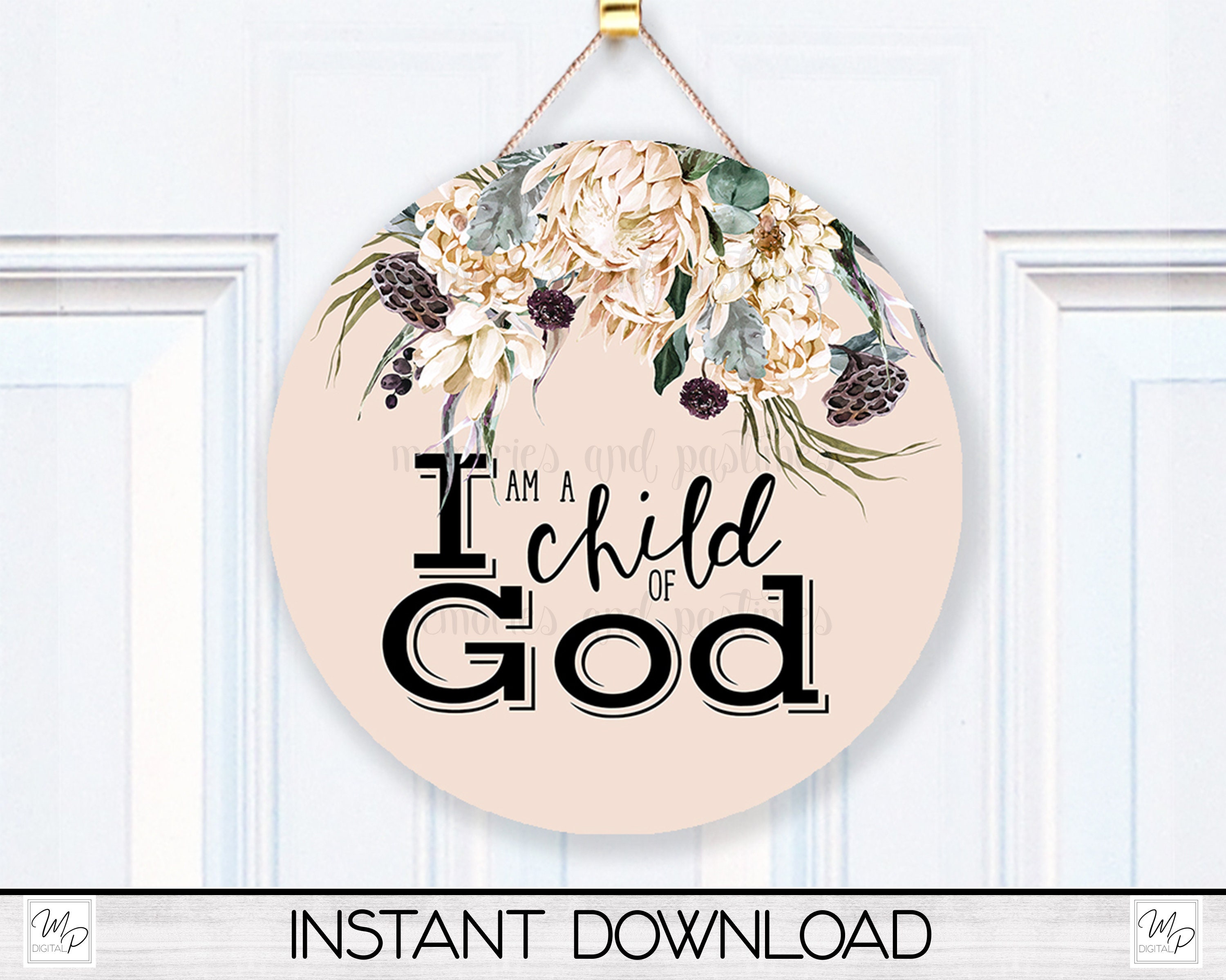 Christian Round Door Hanger Printable PNG Door Sign - Etsy