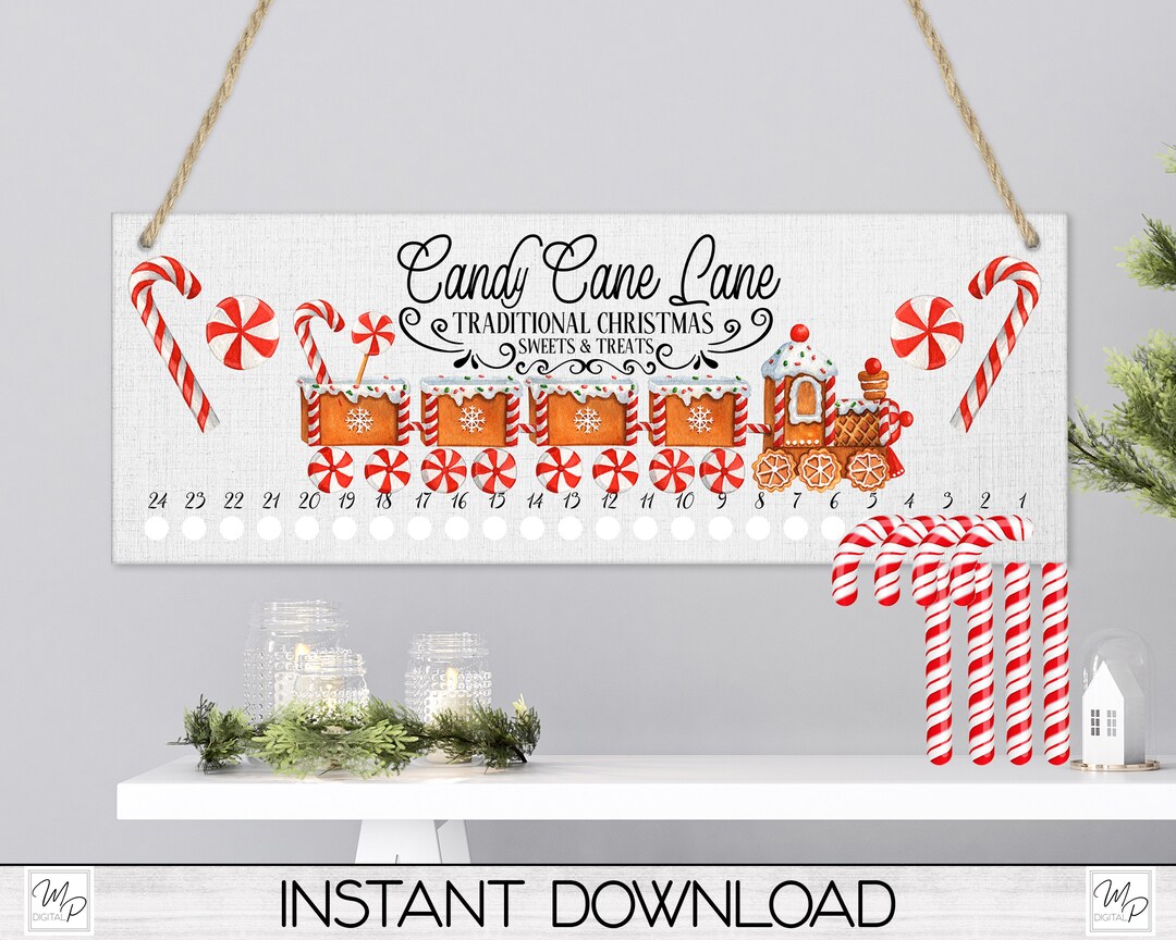 Christmas Candy Cane Countdown Sign PNG Sublimation Digital Download ...