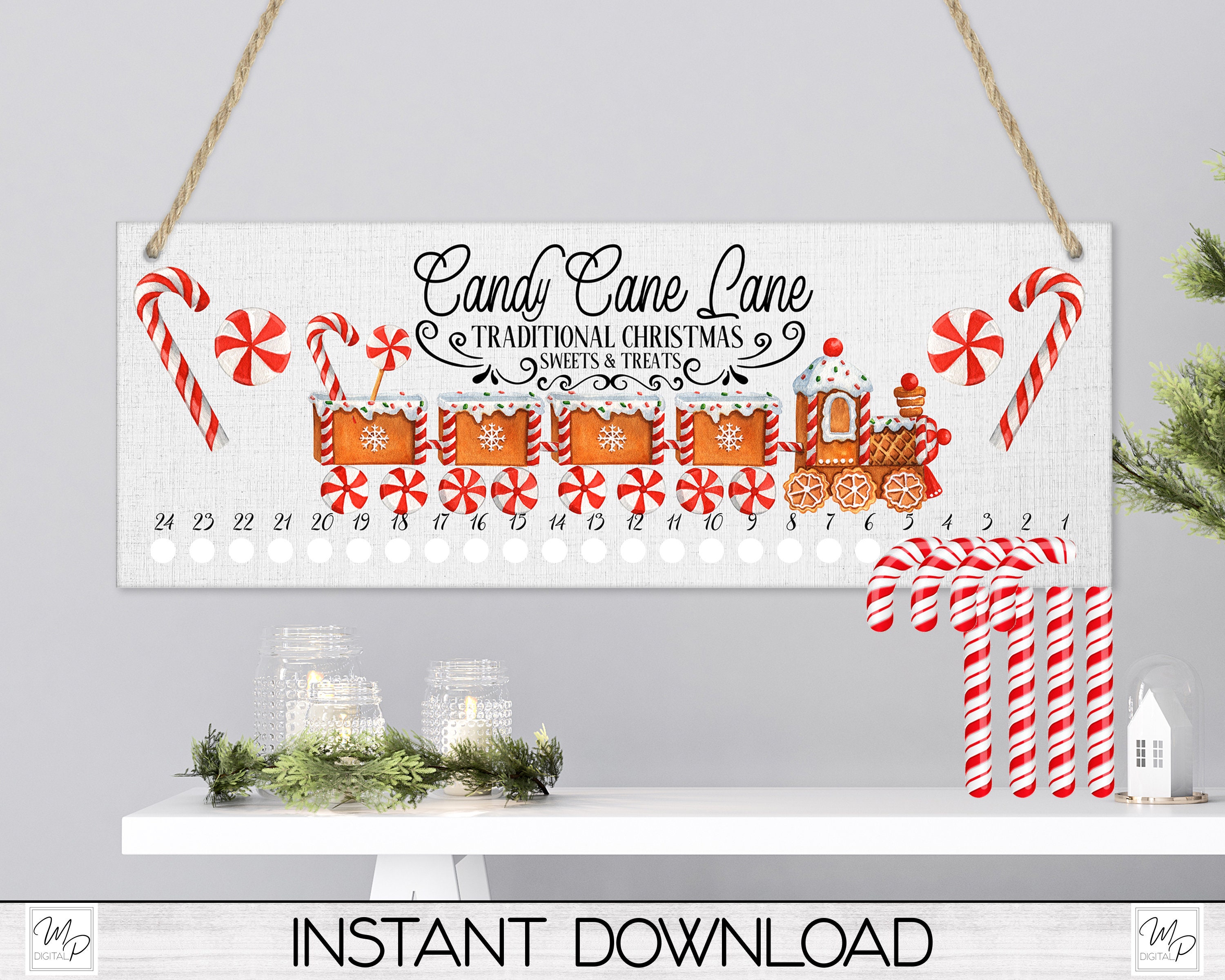 Christmas Candy Cane Countdown Sign PNG Sublimation Digital - Etsy