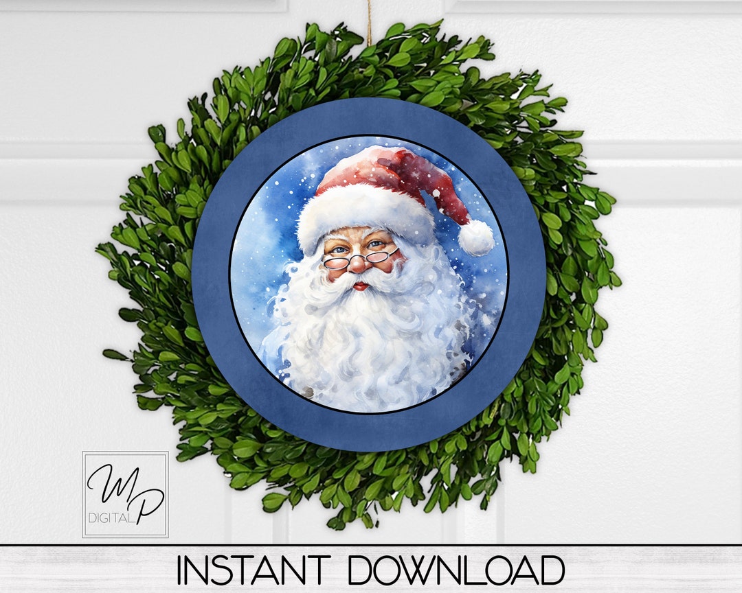 Blue Santa Round Sign PNG Digital Download for Sublimation of Signs ...