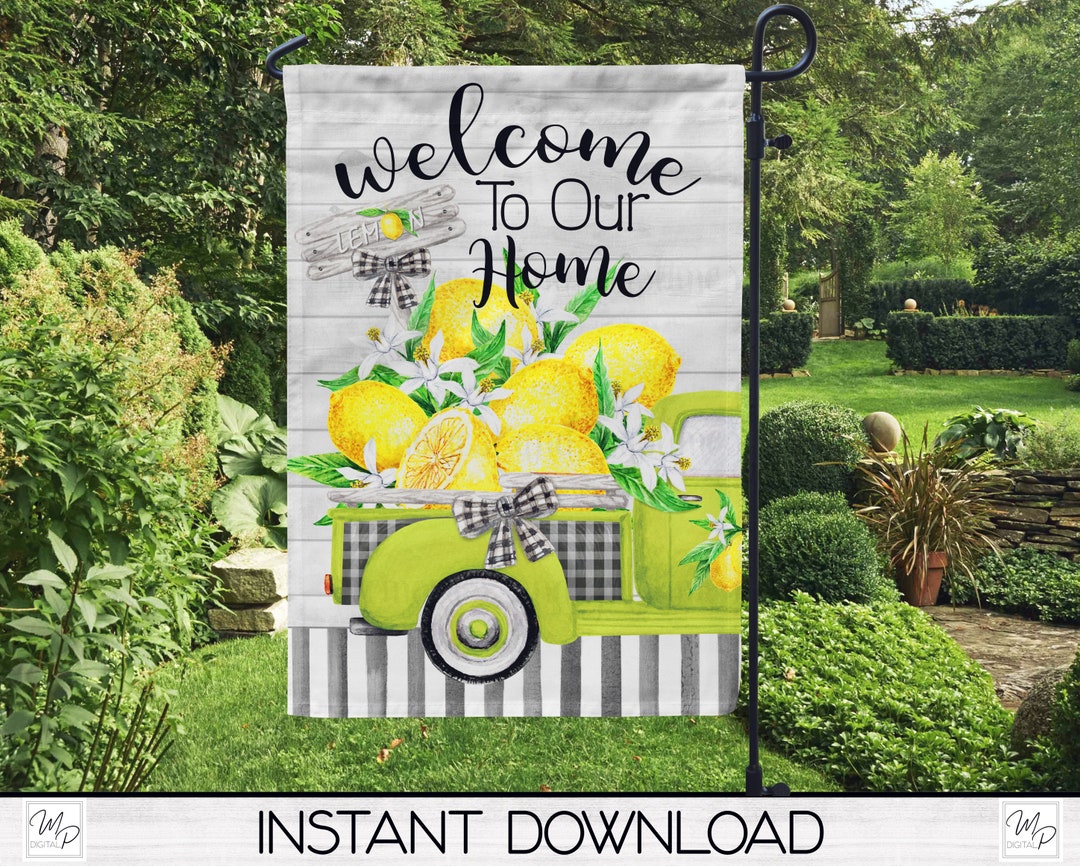 Lemon Farmhouse Truck Welcome Garden Flag Sublimation Digital Design ...