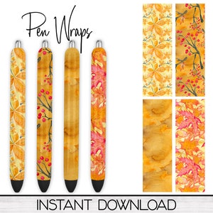 Fall Leaves Fall Epoxy Pen Wrap PNG Design Digital Download, Autumn Ink ...