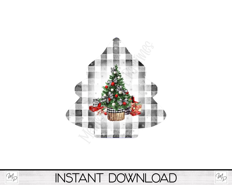 Farmhouse Buffalo Plaid Christmas Tree Wind Spinner PNG Design - Etsy