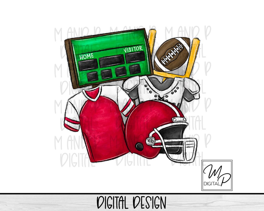 Red Football Sublimation Design PNG Digital Download - Tote Mug Tshirt ...
