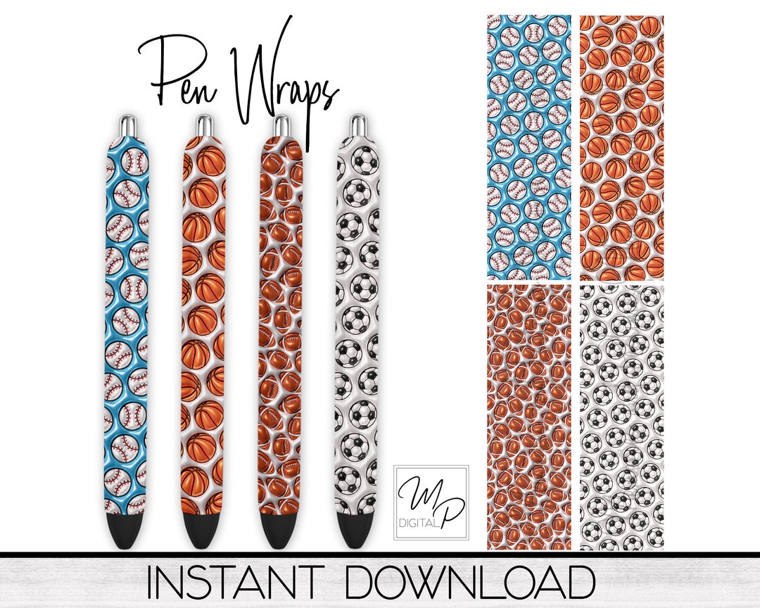 Puffy Sports Epoxy Pen Wrap PNG Design Digital Download, Ink Pen Wrap ...