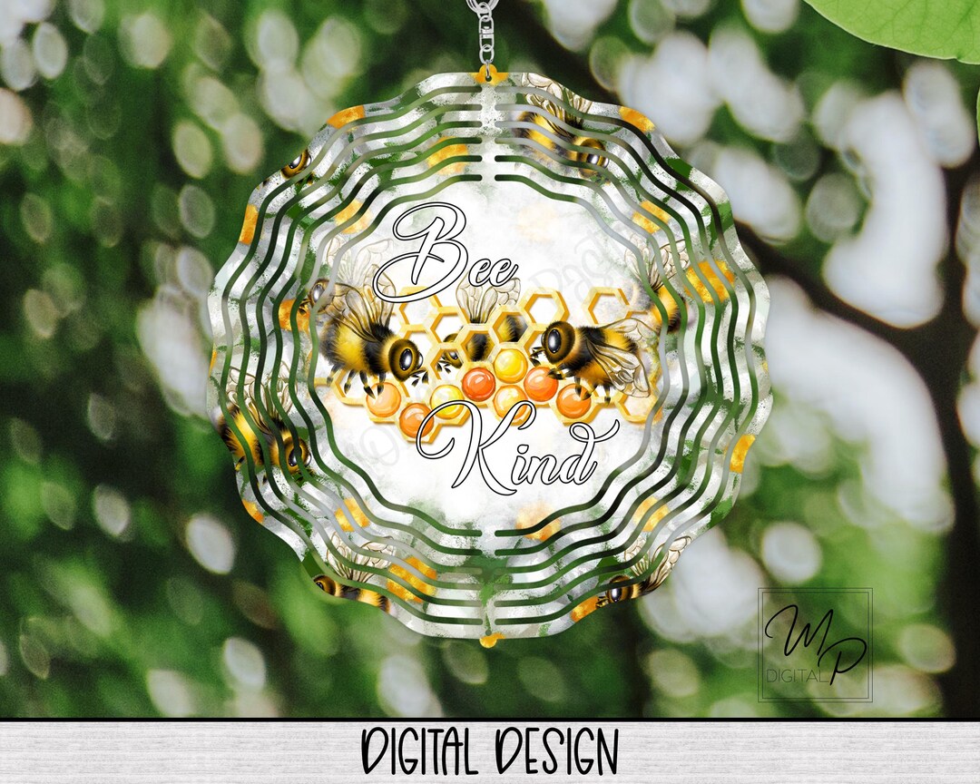 Bee Kind Wind Spinner PNG Design for Sublimation, Garden Spinner Design ...