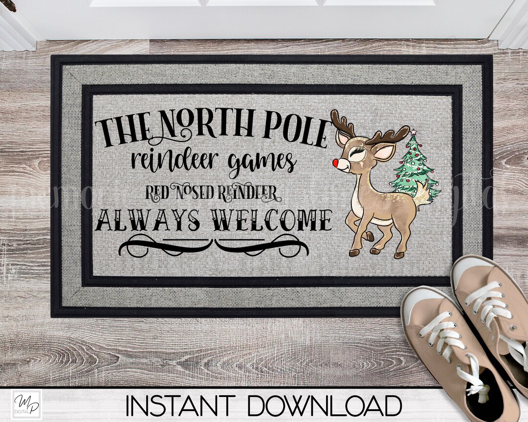 Christmas Reindeer Door Mat Sublimation Design Download, Rug Design ...