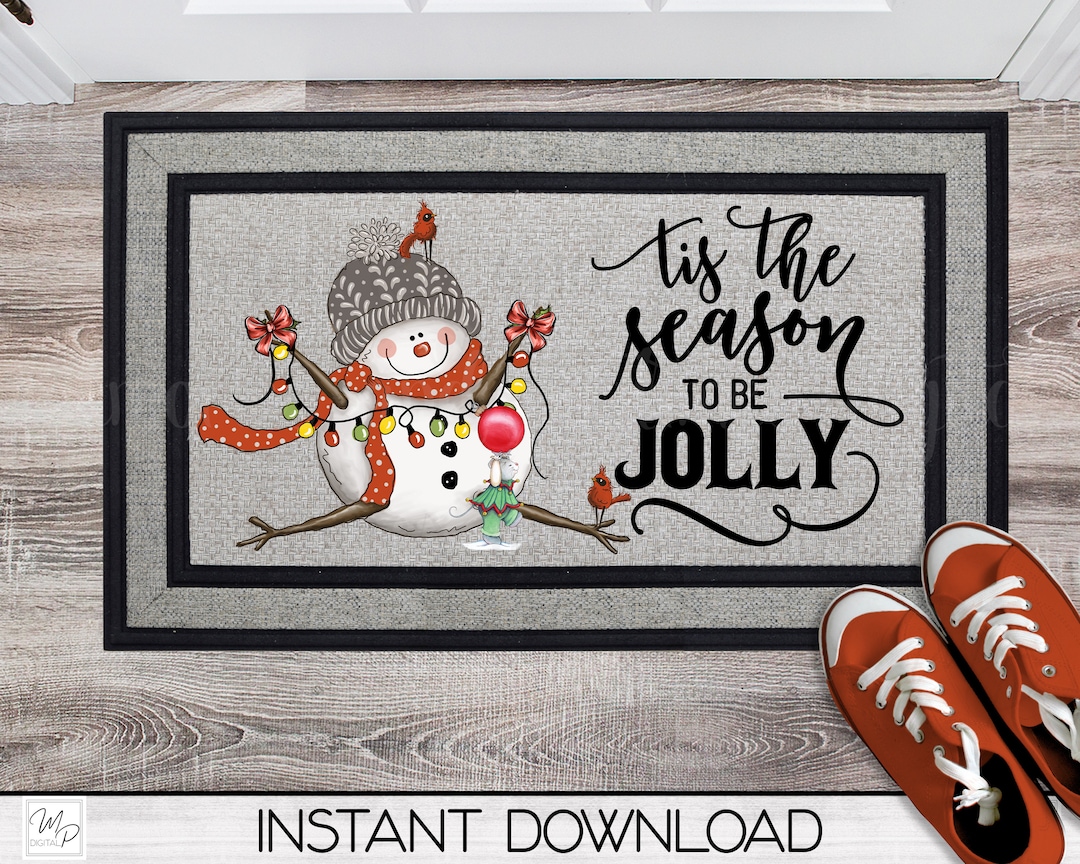 Christmas Snowman Front Door Mat Sublimation Design Download, Tis the ...