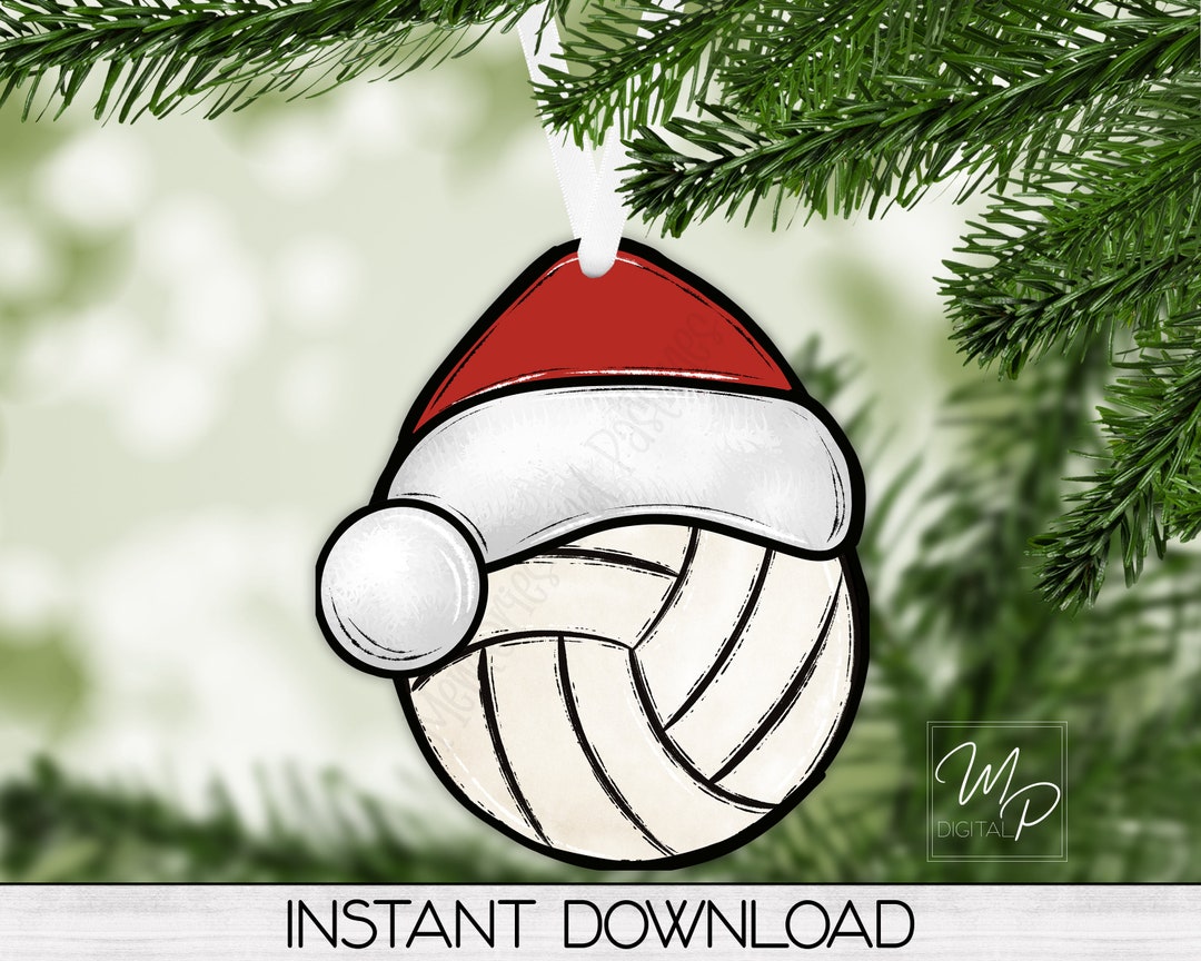 Christmas Volleyball Santa Hat PNG Sublimation Design Christmas Tree ...