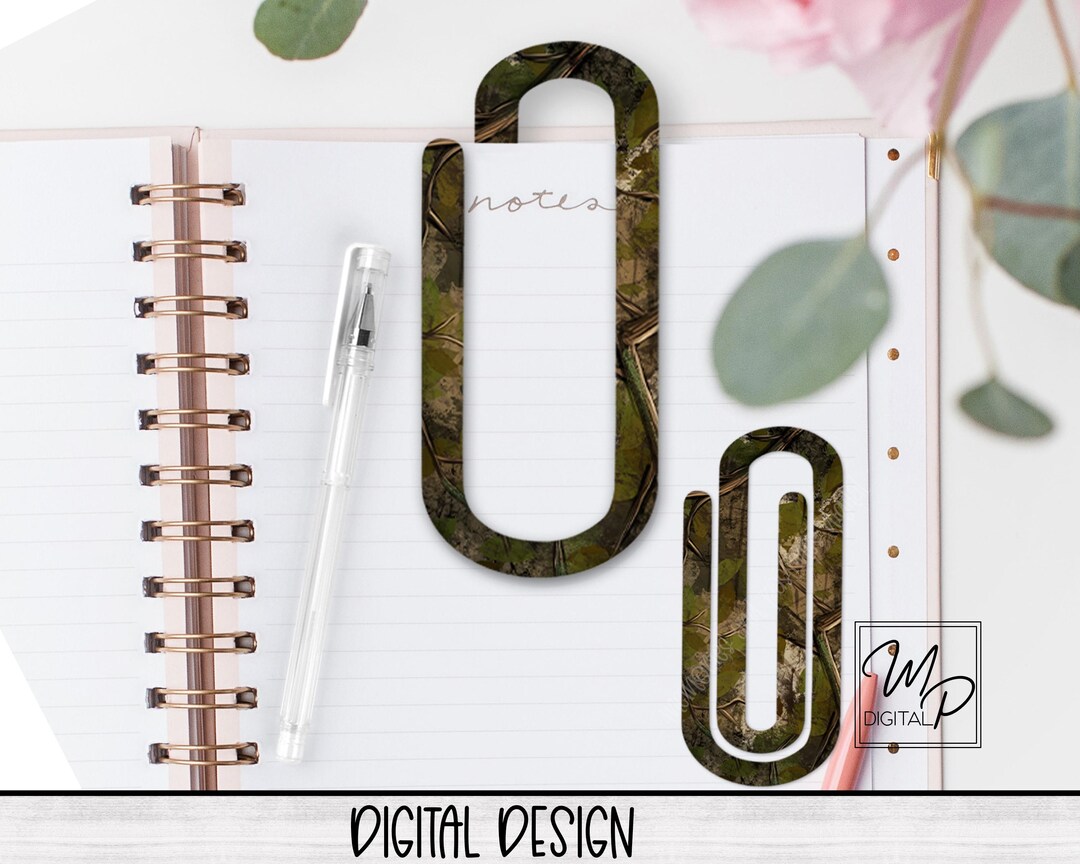 Camouflage Large Paper Clip Bookmark PNG Sublimation Design, Camo Book ...
