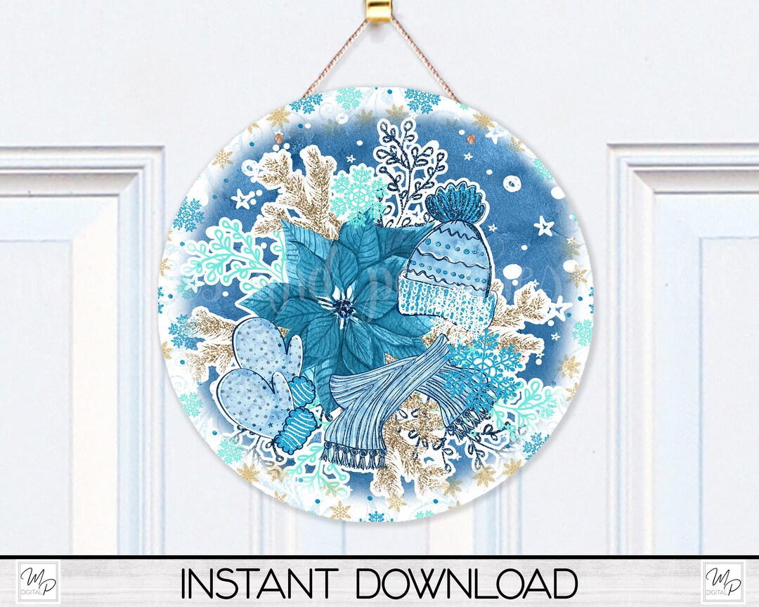 Christmas Door Sign PNG, Winter Round Door Sign Digital Download for ...