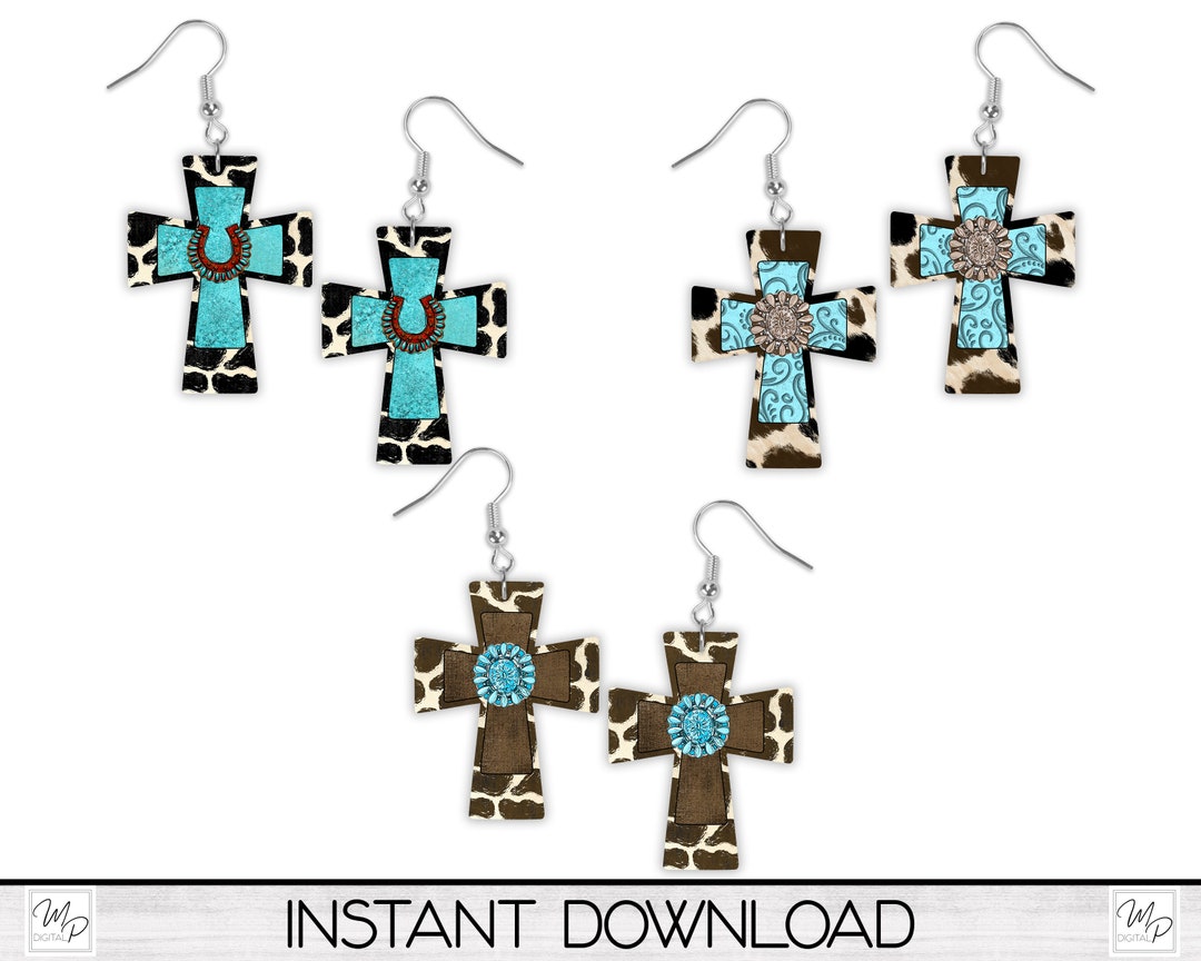 Western Cross Earring PNG BUNDLE for Sublimation Design - Etsy