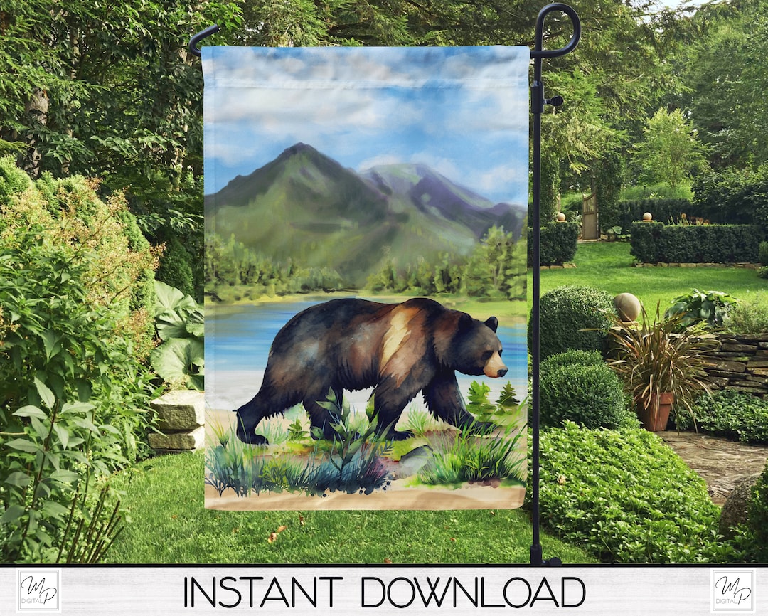 Black Bear Garden Flag Sublimation Design, Patio Decor, 12x18 Garden ...