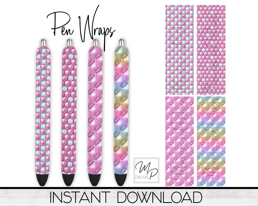 Puffy Glamor Epoxy Pen Wrap PNG Design Digital Download, Ink Pen Wrap ...