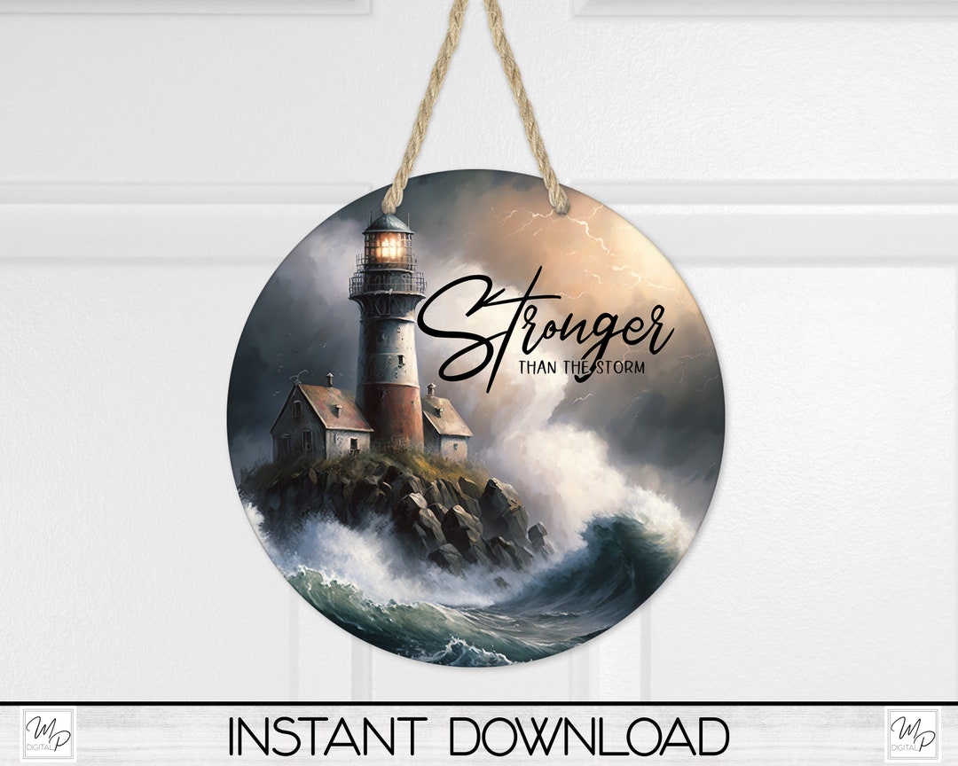 Inspirational Lighthouse Round Door Sign Sublimation Design Download ...