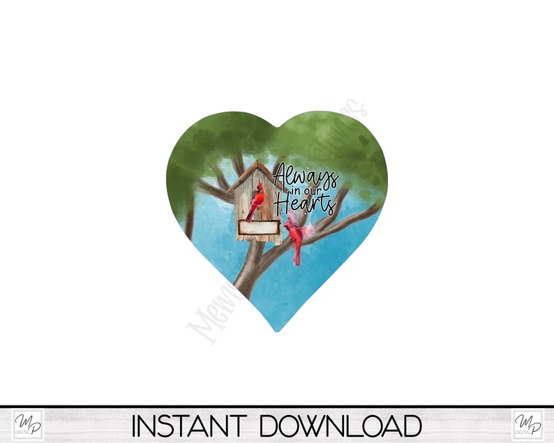 Cardinal Memorial Heart Wind Spinner PNG Design for - Etsy