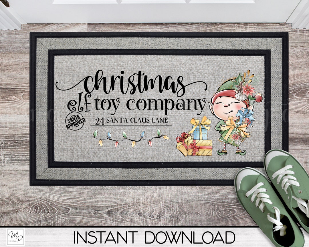 Christmas Elf Door Mat Sublimation Design Download, Rug Design, Doormat ...