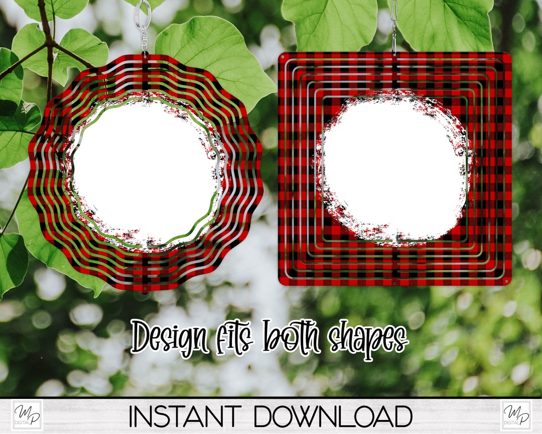 Blank Buffalo Plaid Wind Spinner PNG Design for Sublimation, Ready to ...