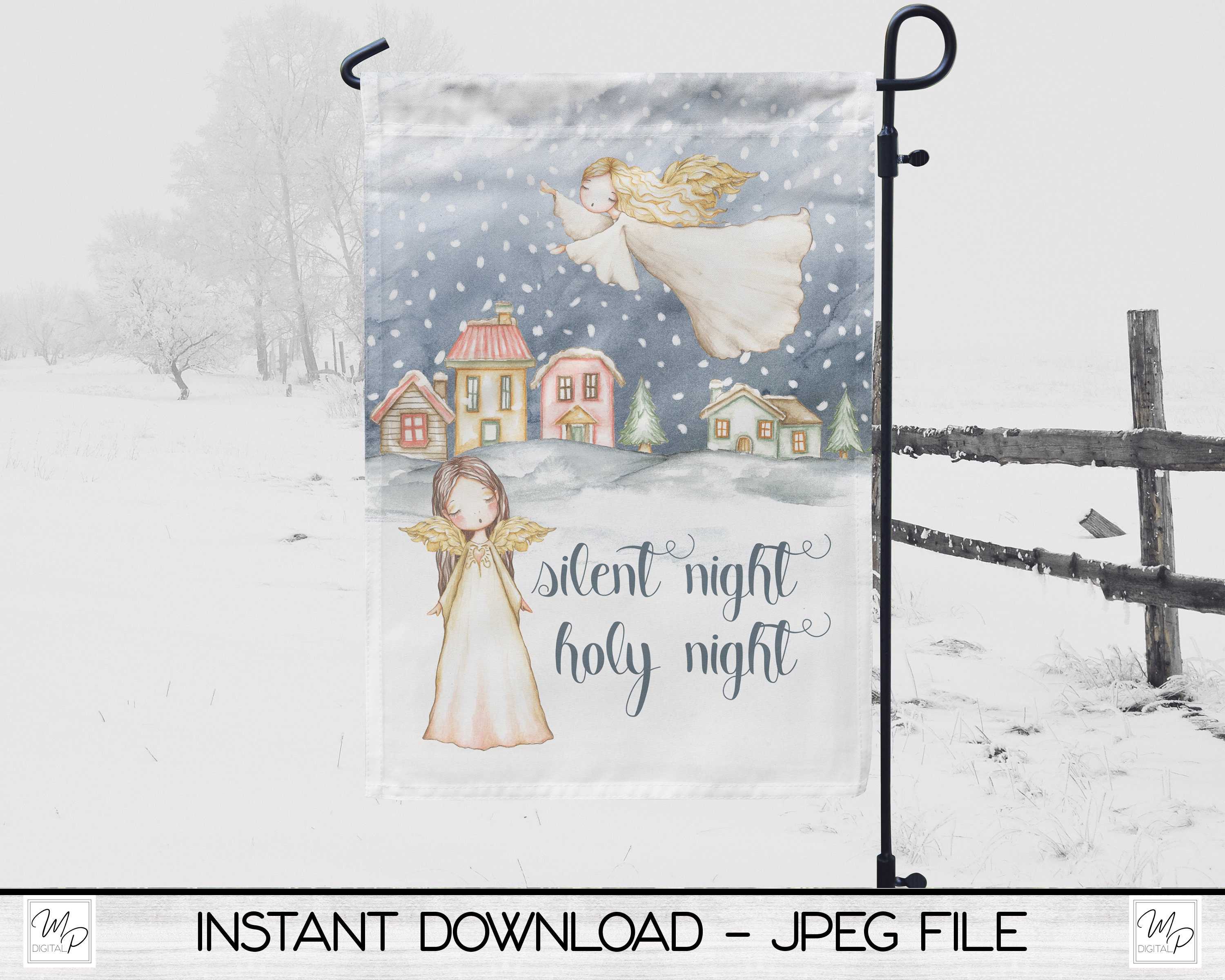 Christmas Angel Garden Flag for Sublimation Design Download - Etsy