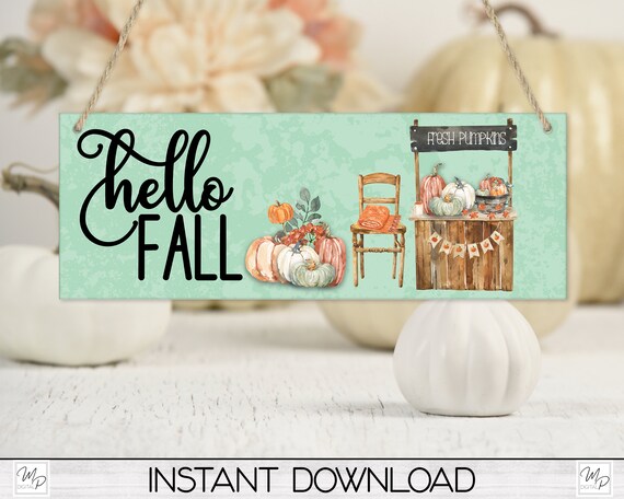 Hello Fall Door Sign PNG Rectangle Door Sign Digital Download - Etsy