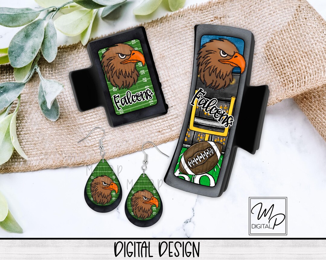 Falcon Football Team Spirit PNG Design for Sublimation of Hair Clips ...