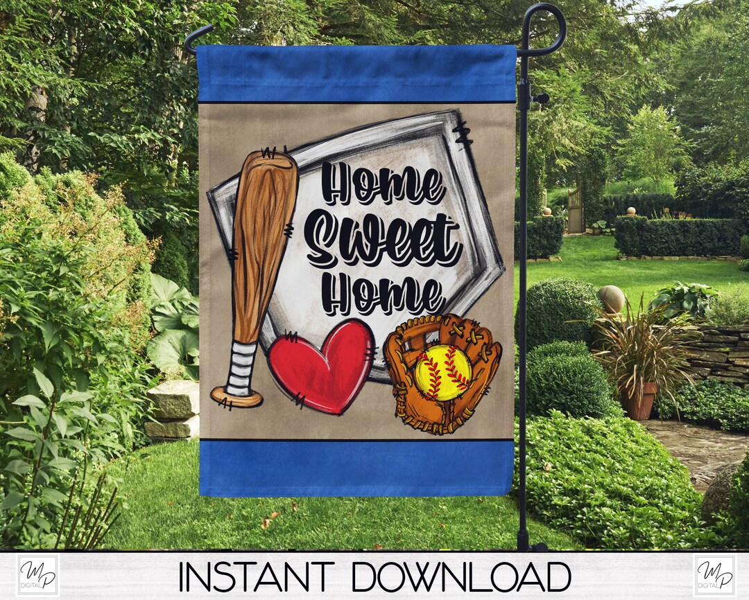 Blue Softball Garden Flag Sublimation Digital Design, Instant Download ...