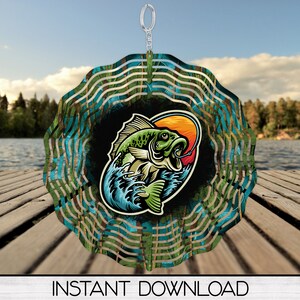 Fishing Wind Spinner PNG Design for Sublimation, Fish Jumping Garden ...