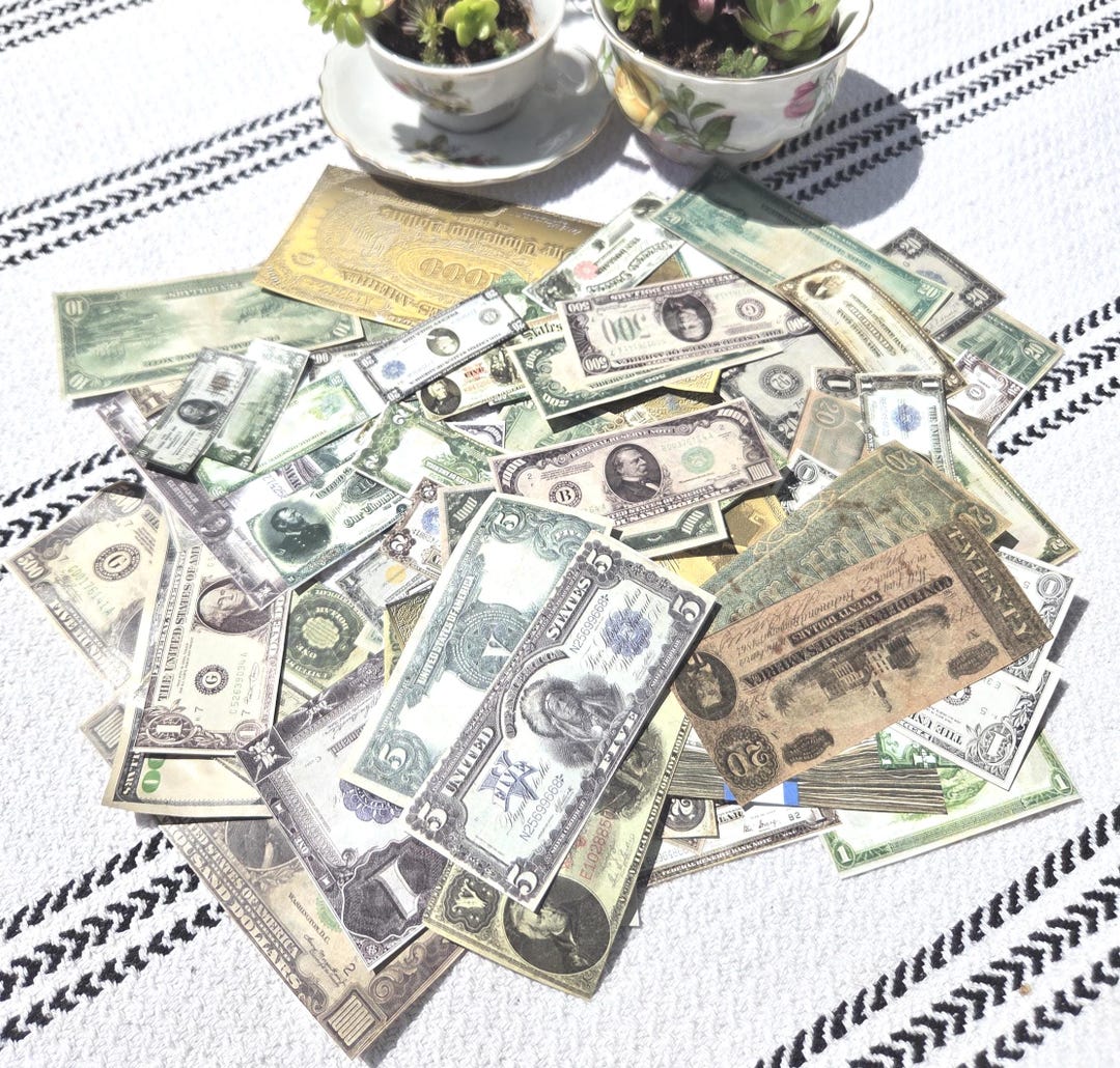 Vintage Currency Ephemera – 20 Paper Cutouts of Old Money Images for ...