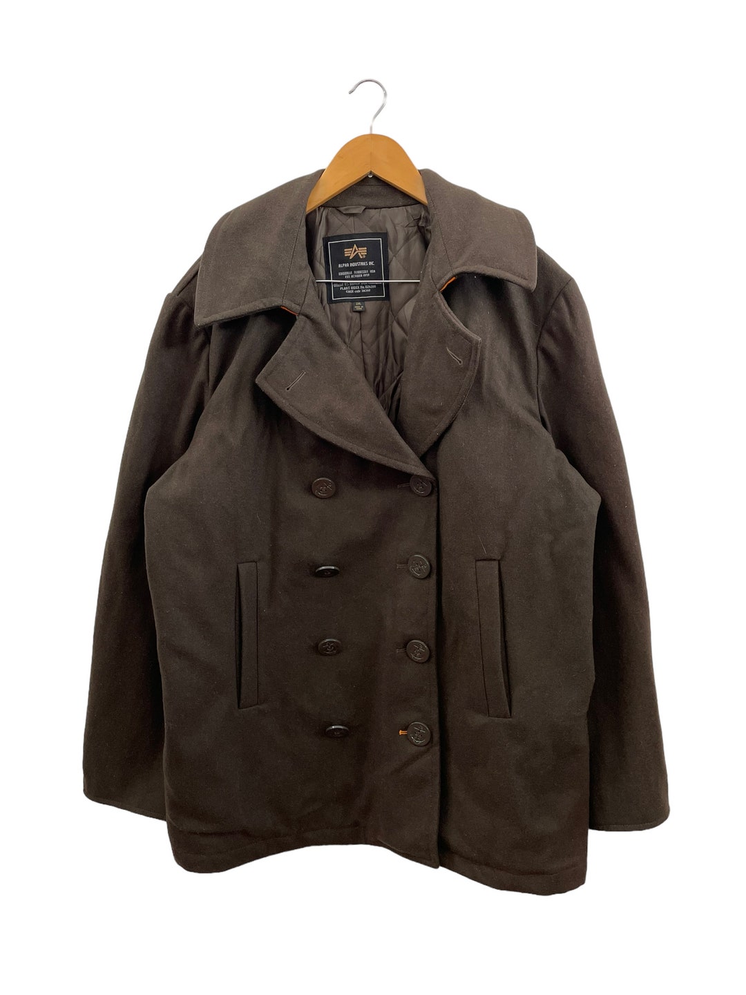 Alpha Industries Wool Peacoat - Olive Green Military Style - Etsy